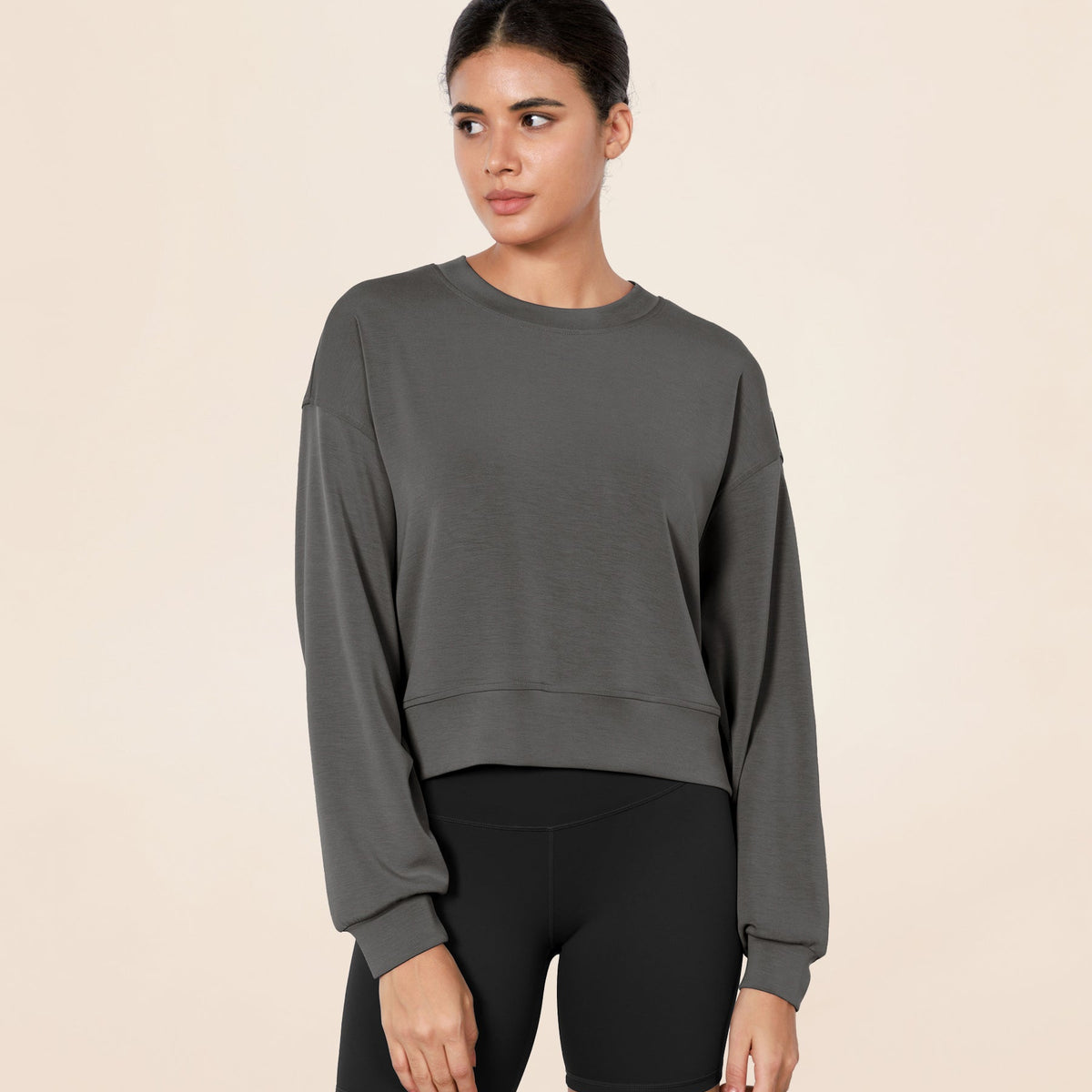 Modal Soft Long Sleeve Cropped Sweatshirts – ododos